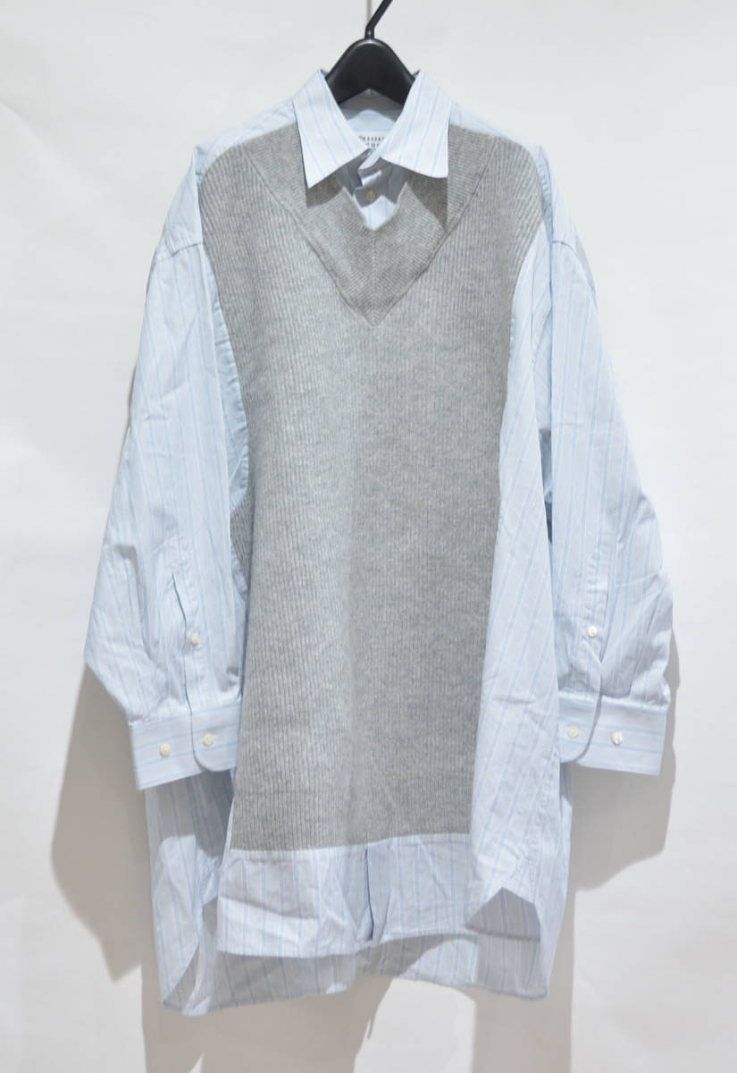 Maison Margiela メゾン マルジェラ 1 ニット ドッキング ストライプ シャツ ワンピース XXS Y-311114 ...