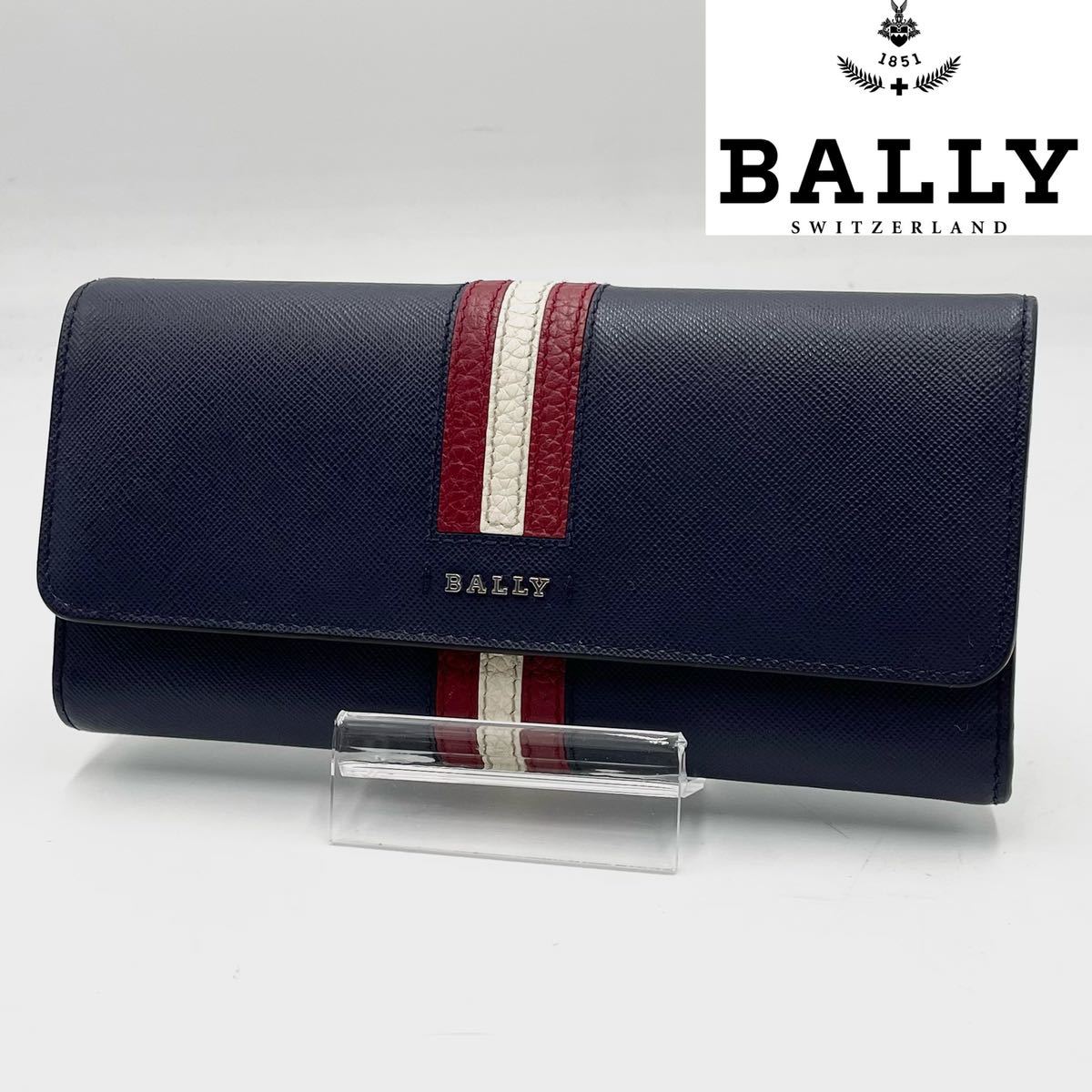 1円 極 BALLY バリー メンズ 長財布 Taliro タリロ ロゴ 金具 トレスポ ストライプ レザー 本革 カーフ サフィアーノ ...