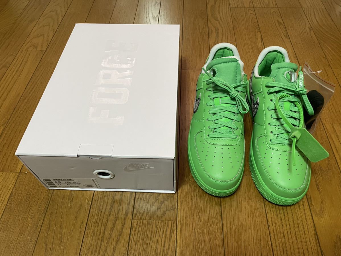 NIKE AIR FORCE 1 '07 OW OFF WHITE LIGHT GREEN SPARK US9.5 27.5cm エアフォース ...