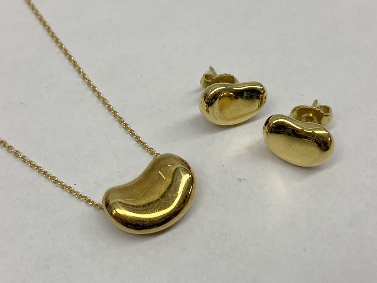 B060-H4-1010 TIFFANY＆Co. ティファニー 18K イエローゴールド ビーンズ ネックレス ピアス 2点セット ⑥(イエローゴールド)｜売買されたオークション情報 ...