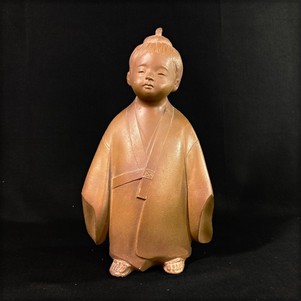 鋳銅 鋳物 米治一作 在銘 童子 童 子供 ブロンズ像 銅製 置物 在銘 金属工芸 骨董 古美術 茶道具 hurox-734#8(その他 ...