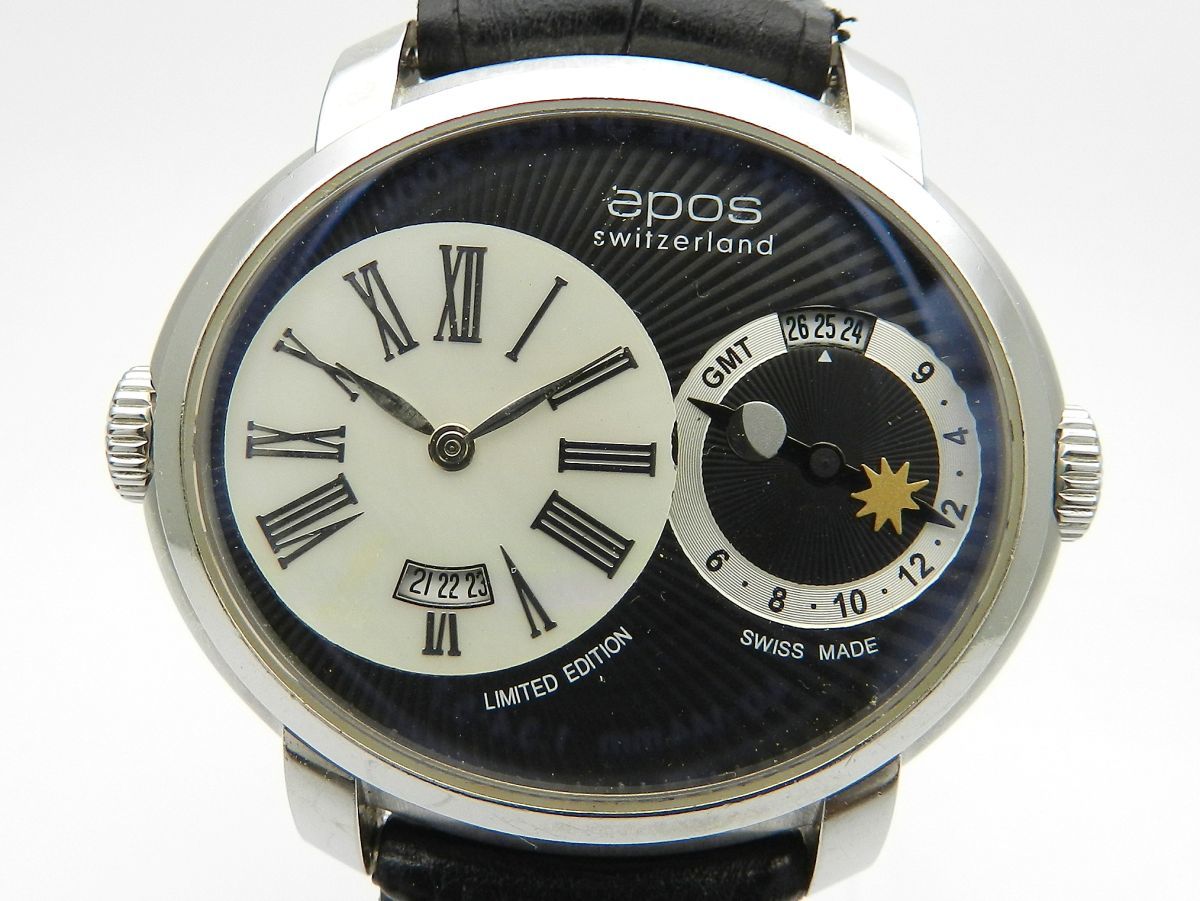 1000円スタート 腕時計 EPOS エポス GMT リミテッドエディション Ref.3400RWHPBK 自動巻ツインムーブメント 世界999本限定品 白蝶貝 J205(エポス)｜売買された ...