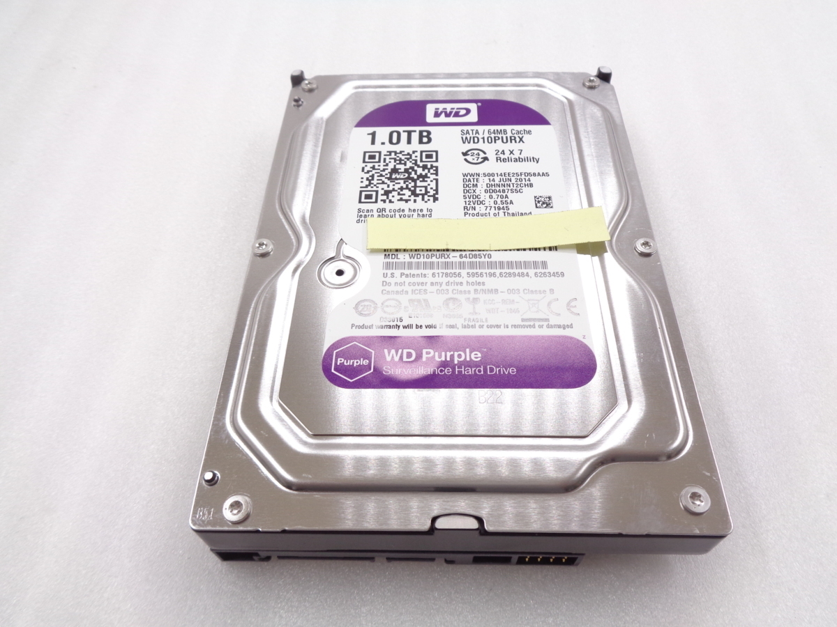 WD Purple WD10PURX 3.5型HDD 1TB SATA 監視カメラシステムに最適 使用時間:50395時間 HDH320 ...
