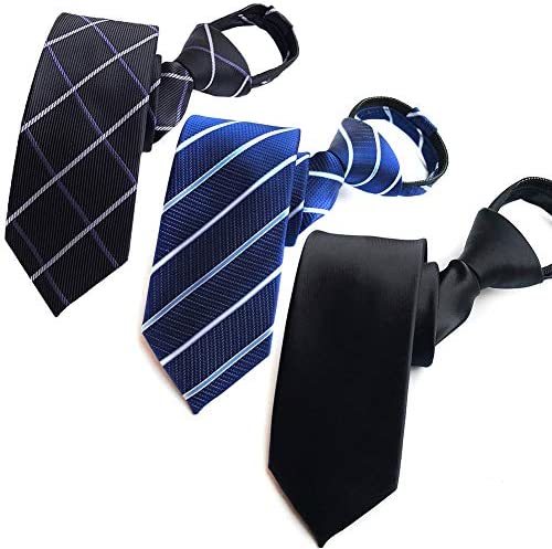 3本セットA FANGXI ワンタッチネクタイ 5秒装着 きる ジップ式簡単 フォーマル 黒 法事 冠婚葬祭 ビジネス カジュアル 就活 紳士 ...