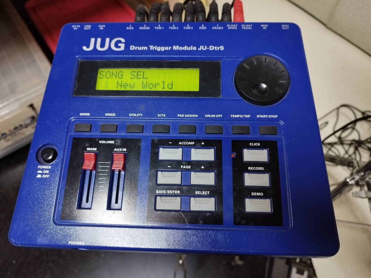 島村楽器オリジナル JUG 静音マッフルヘッド JU-DTR5 電子ドラム 音源モジュール キックペダル スローン付き 音出しOK がジャンク ...