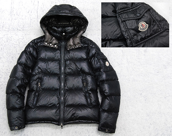 名作 定価￥216 700 モンクレール MONCLER ZIN ジン バイカラー シャイニーナイロンダウンパーカー 黒x茶 サイズ1/マヤ ...