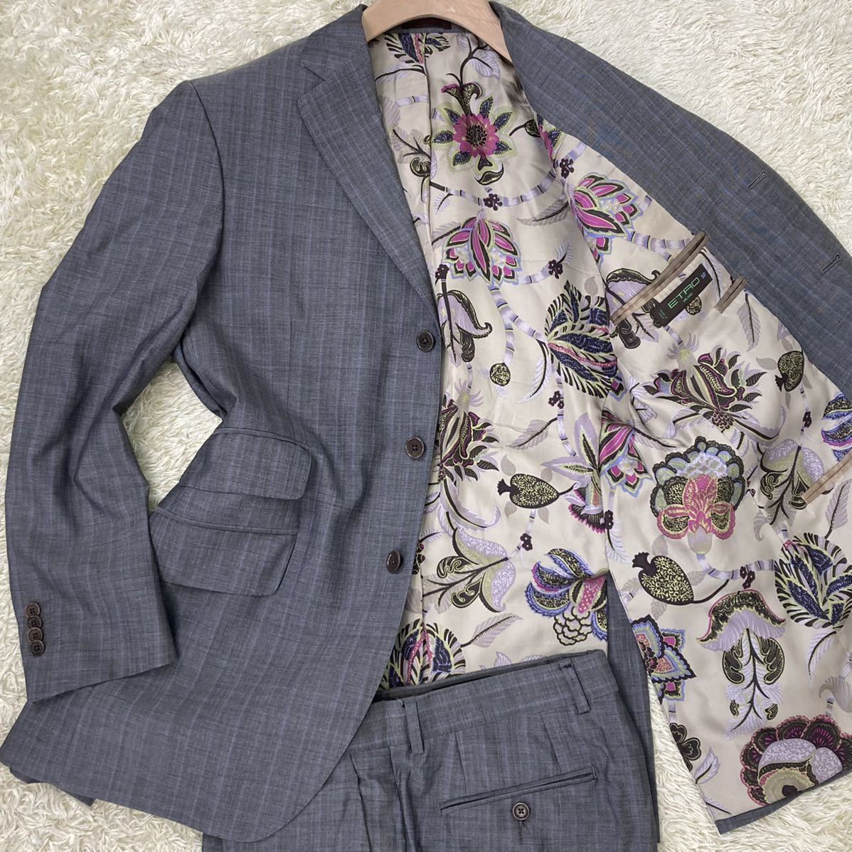 エトロ 解き放たれる魅力 ETRO セットアップ ウール XL グレー 裏地総柄 50 テーラードジャケット スラックス(XLサイズ以上)｜売買されたオークション情報、yahooの商品情報を ...