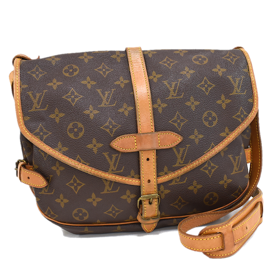 1円 定価12万 LOUIS VUITTON ルイヴィトン バッグ ソミュール30 M42256 モノグラム キャンバス ブラウン E ...