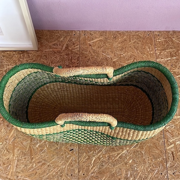 Volga oval basket green ボルガバスケット ブルキナバスケット かごバッグカゴおしゃれ緑柄(バスケット、かご)｜売買され ...