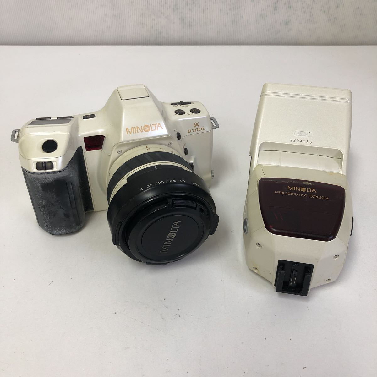 S3779a MINOLTA ミノルタ α 8700i フィルムカメラ 35-105mm 1:3.5 22 -4.5 ストロボ 5200i ...