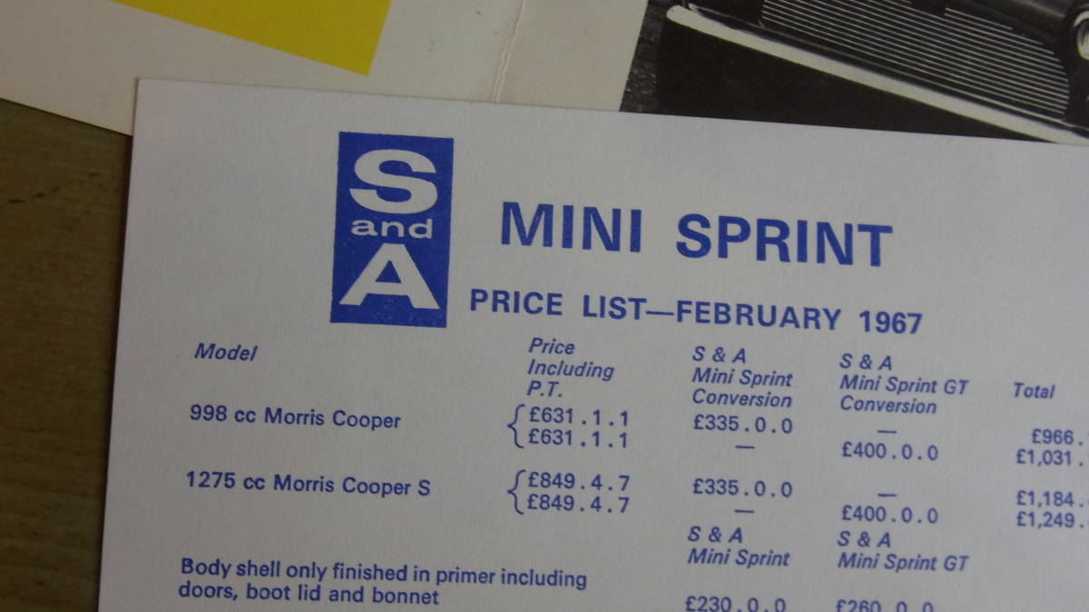 BMCミニMINI COOPER S MINI SPRINT S AND A スチュアートアンドアーデン ミニスプリント カタログ(ミニ ...