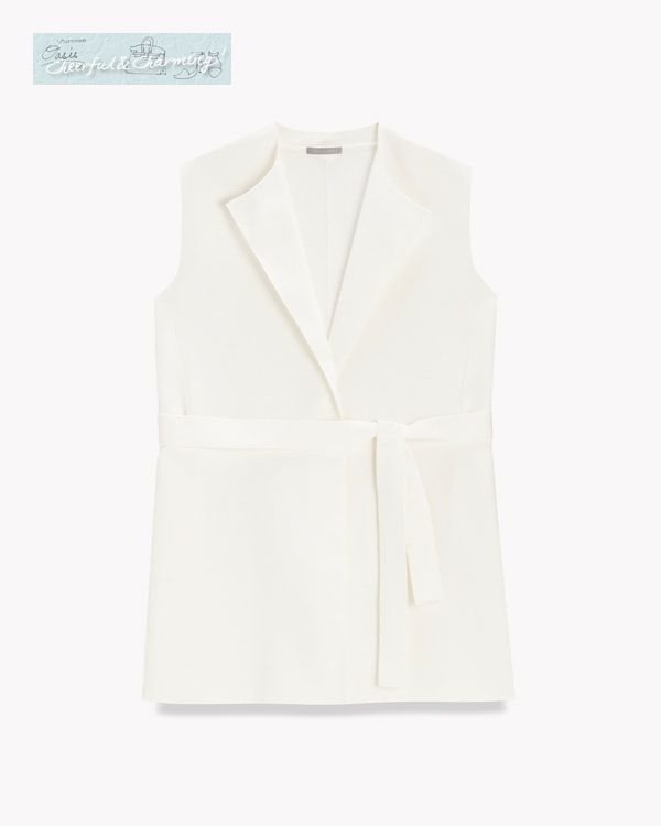 theory luxe ニットジレ FULTON TIA 38 ホワイト 共布ベルト コットンBLEND ストレッチ '23年商品(トップス ...