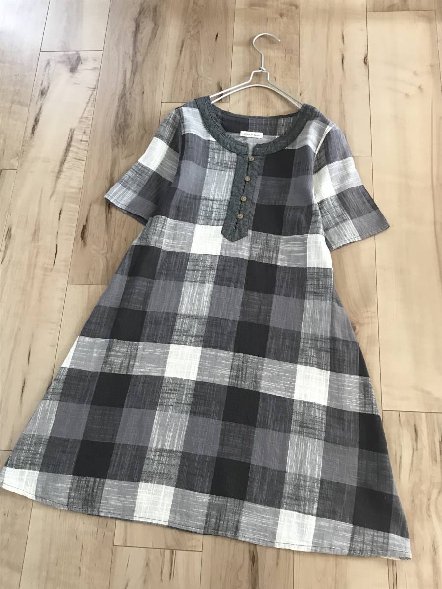 shell brown シェルブラウン サイズL グレー系チェックチュニック ワンピース ②(Mサイズ)｜売買されたオークション情報 ...