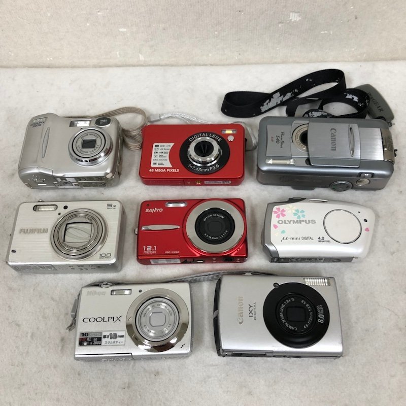 olympus canon nikon sanyo fujifilm 8台 まとめ売り pc1249 e2200 dsc-x1260 s220 pc1016 j150w 他 多数 ...