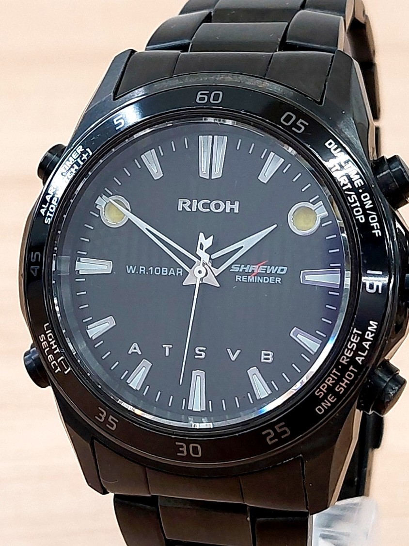 リコー RICOH シュルード リマインダー SHREWD REMINDER ATSVB 660001 メンズ 腕時計 アナログ ブラック文字 ...