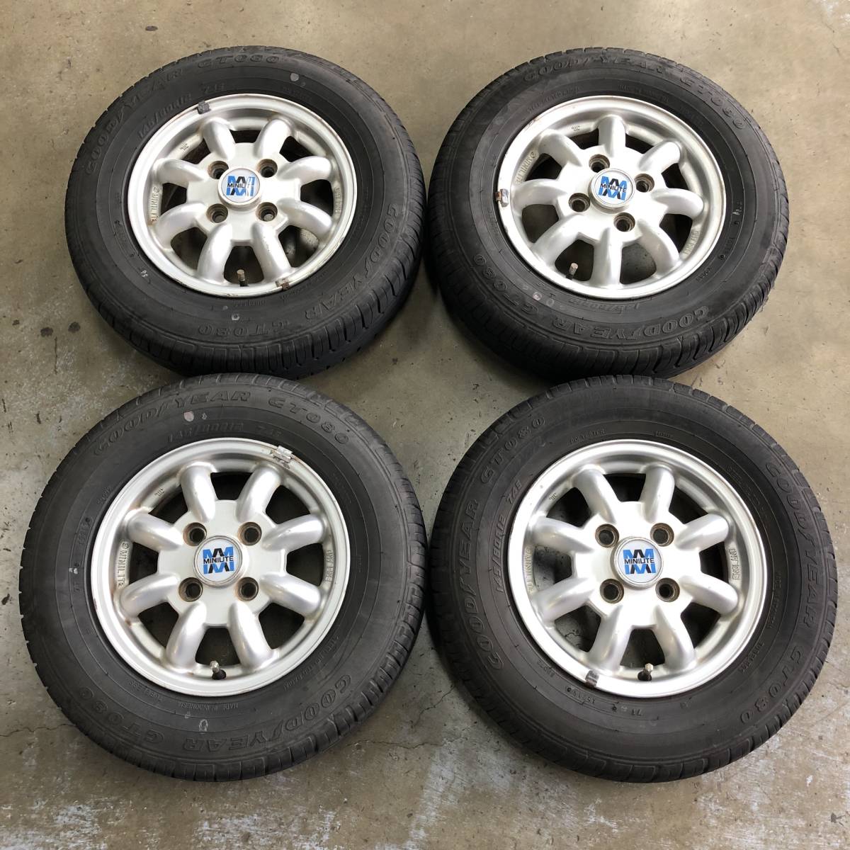 T0121J5A グッドイヤー GT080 145/80R12 2019年製 夏タイヤ MINILITE アルミホイール 12×4.0J+45 ...