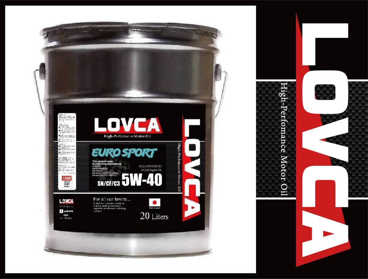 LOVCA EURO-SPORT 5W-40 20L SN C3 CF 欧州規格適合100％化学合成油 Porsche：A40 Renault ...