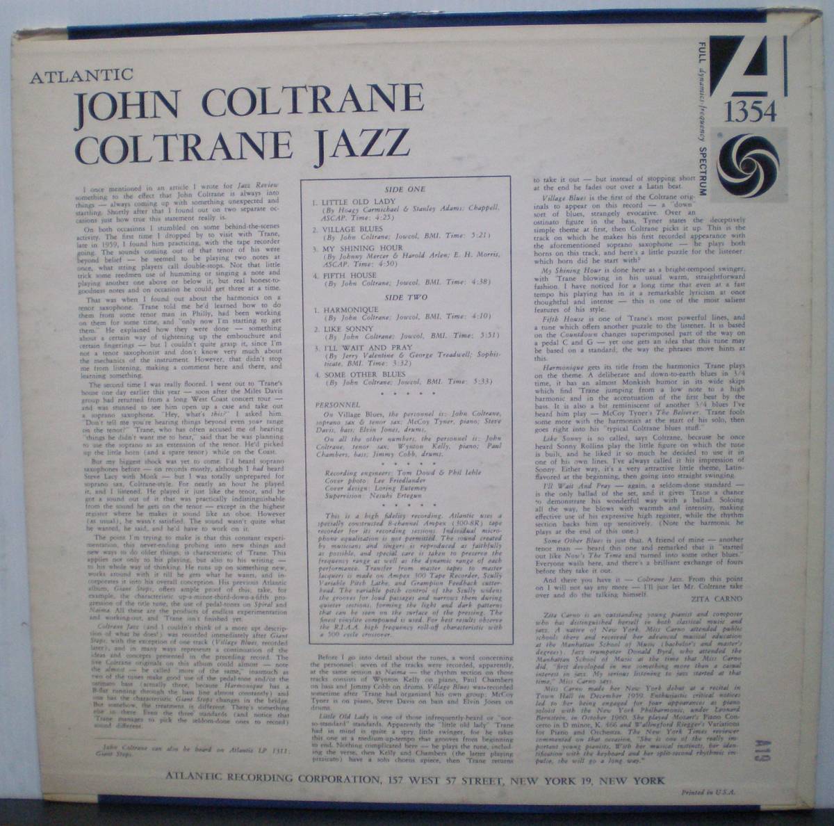 US-Orig 両溝 白ファン ATLANTIC 1354 JOHN COLTRANE / Coltran Jazz Wynton Kelly ...