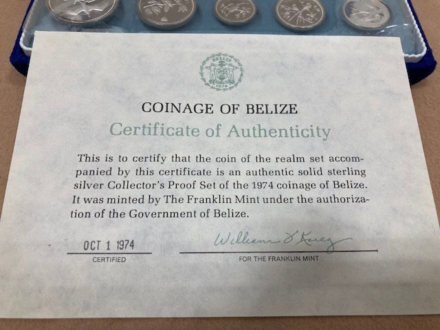 3753 1974年 COINAGE OF BELIZE COLLECTOR'S SOLID STERLING SILVER PROOF ...