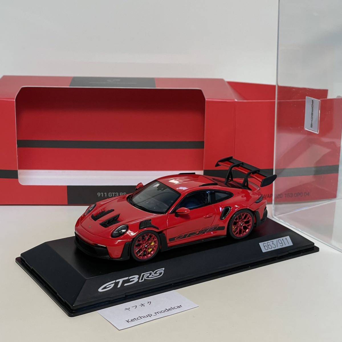 Porsche特注 1/43 Spark ポルシェ 911 GT3 RS Guards Red/Pyro Red Wheels ...