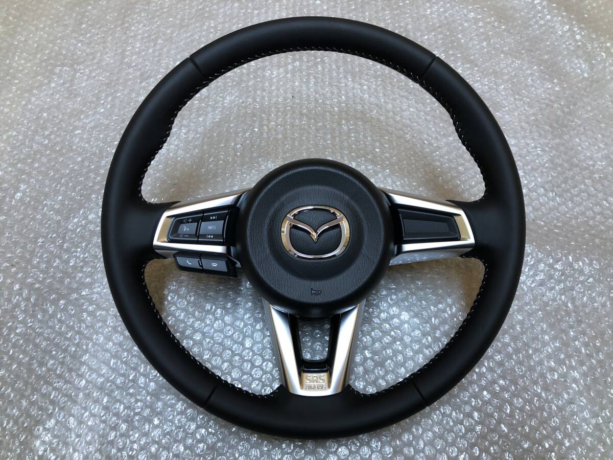 新車外し MAZADA マツダ ND5RC NDERC ND ロードスター 後期 純正 レザー ステアリング ハンドル グレー ステッチ ...