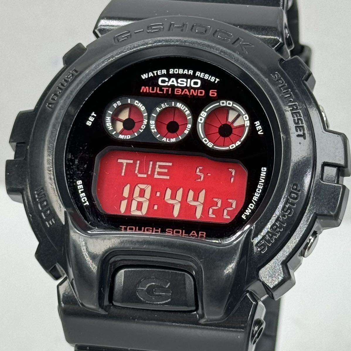 良品 G-SHOCK GW-6900CC-1JF タフソーラー 電波受信 電波ソーラー マルチバンド6 グロスブラック カラー反転液晶 レッド ...