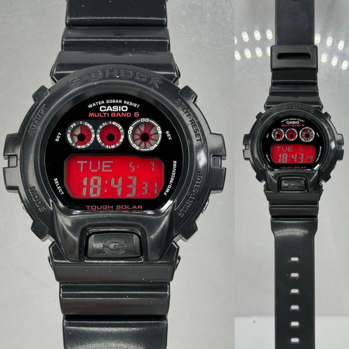 良品 G-SHOCK GW-6900CC-1JF タフソーラー 電波受信 電波ソーラー マルチバンド6 グロスブラック カラー反転液晶 レッド ...