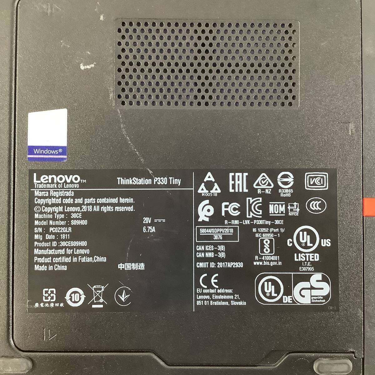 S6060761 Lenovo ThinkStation P330 Tiny AC付き 1点 通電OK(パソコン単体)｜売買されたオークション ...