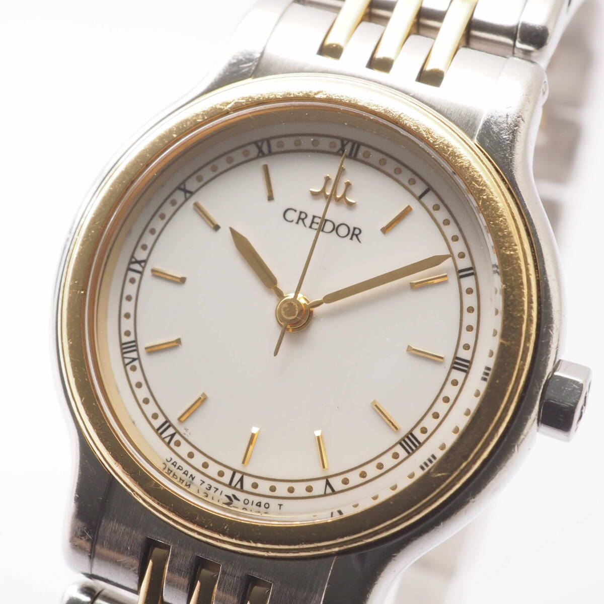 セイコー クレドール 7371-0090 A0 SEIKO CREDOR SS×18KT BEZEL クォーツ コンビ×白文字盤 レディース 女性 腕時計 022293-BJ7(クレドール ...