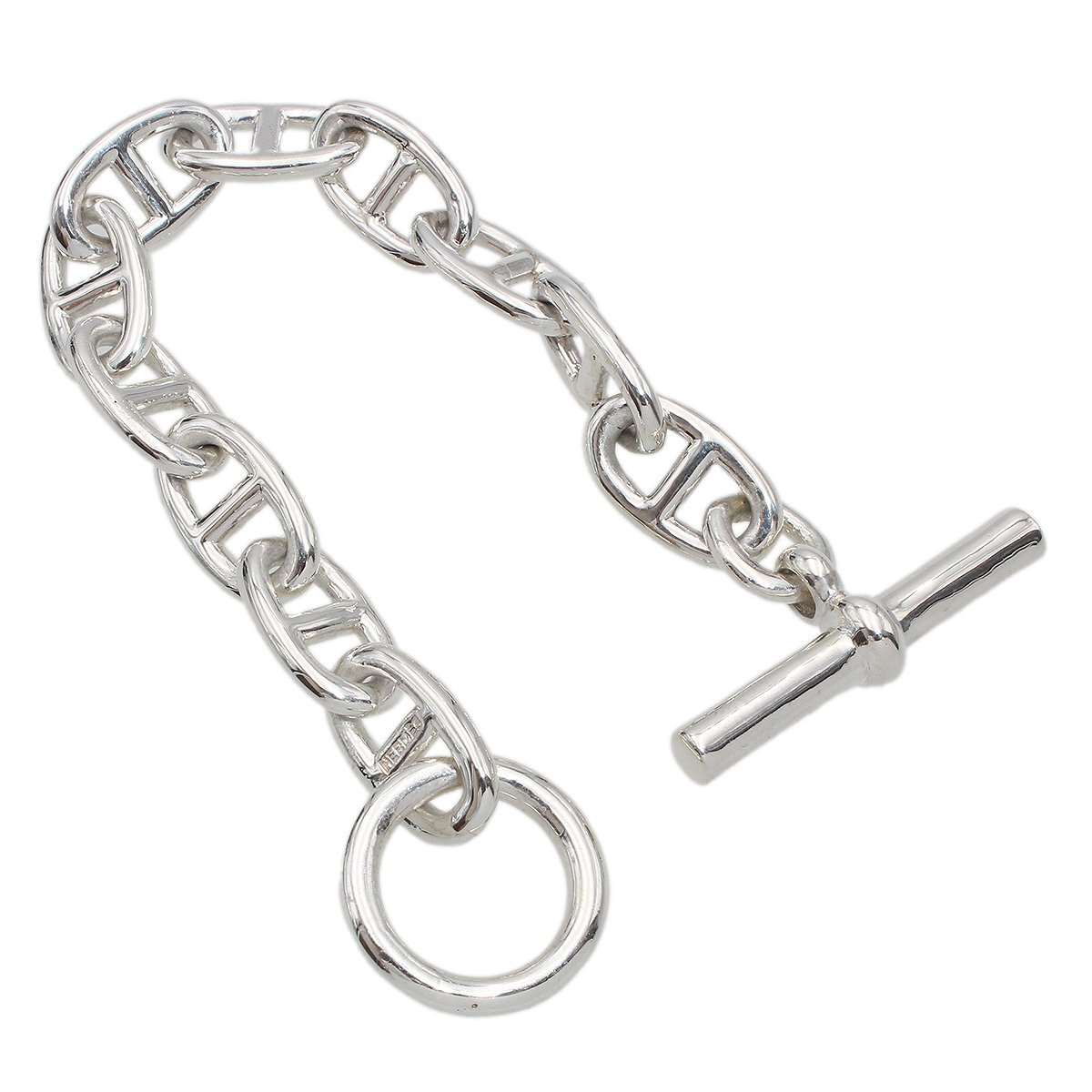 E2850 仕上済 エルメス SV925 シルバー シェーヌダンクル チェーン ブレスレット TGM 11コマ 72.1g HERMES ...