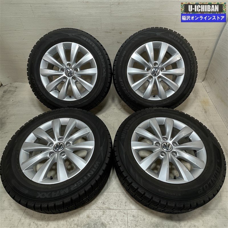 VW ザ ビートル 等 VW 純正 6.5-16+44 5H112 ダンロップ WM02 215/60R16 16インチ スタッドレス 4本 ...