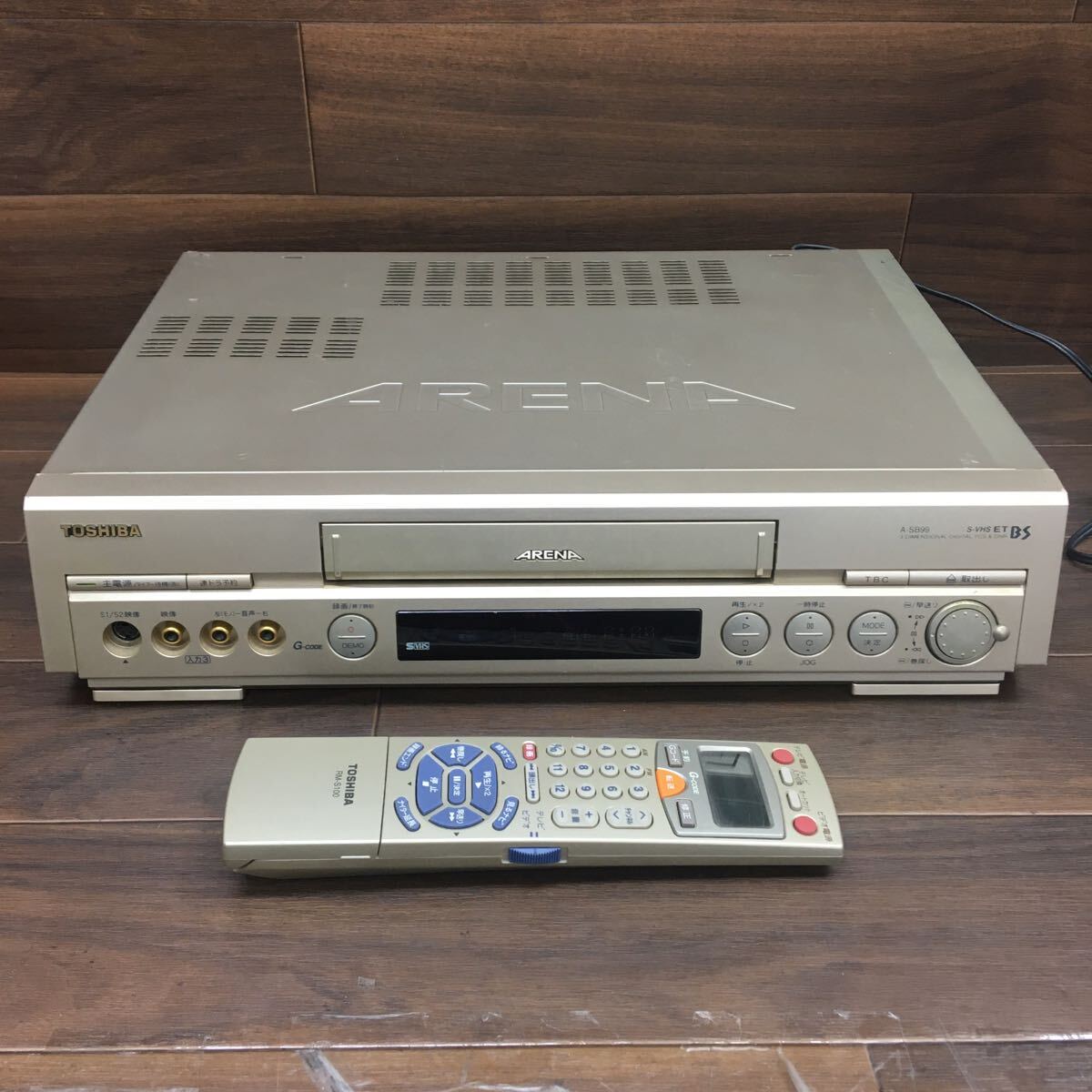US240802 B-15 TOSHIBA 東芝 カセットVTR A-SB99 2000年製 映像機器 ビデオデッキ グレー リモコン付き ...