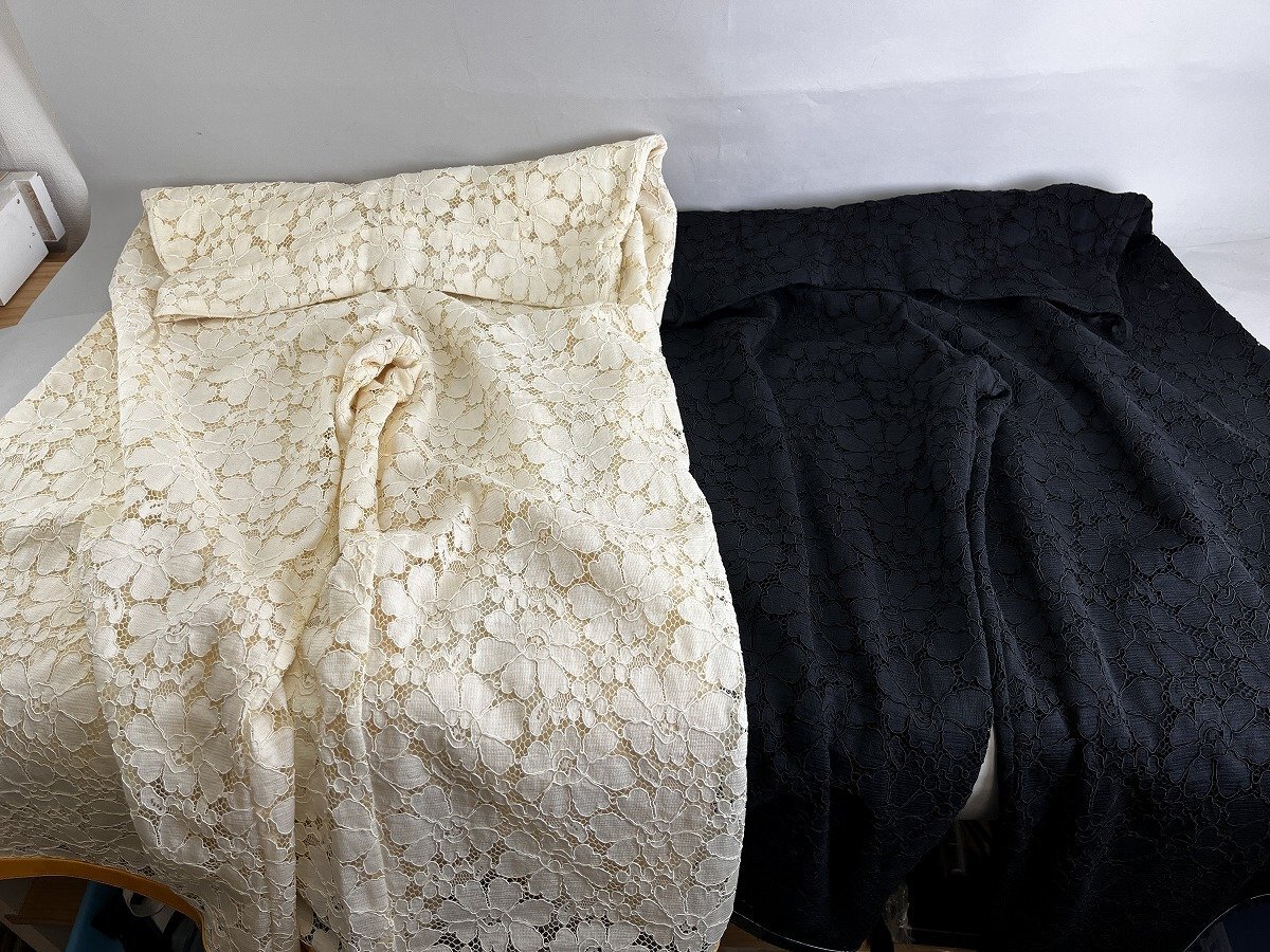 CHANEL シャネル サイズ38 P53064 V39738 パテントレザーパイピング レース ワイドパンツ 2点 ブラック クリーム系 ...