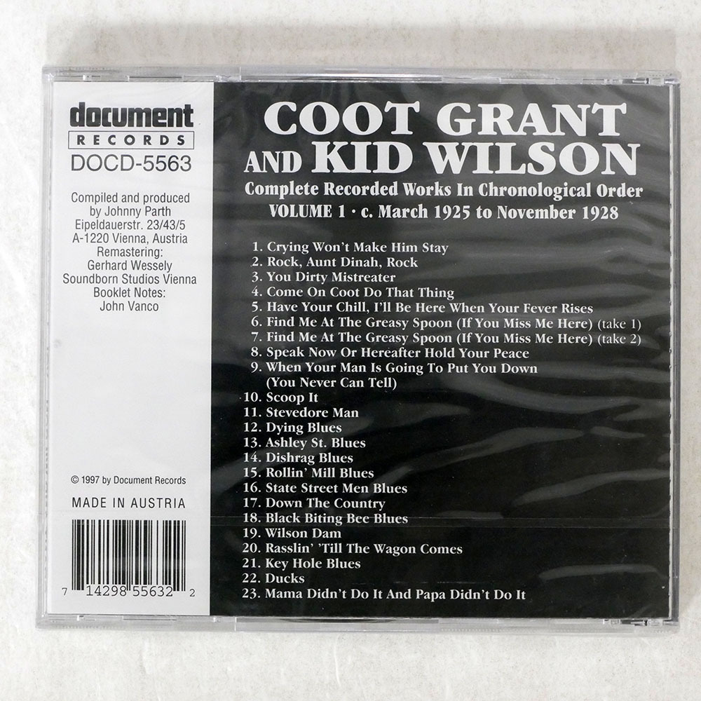 オーストリア盤 GRANT & WILSON/COMPLETE RECORDED WORKS IN CHRONOLOGICAL ORDER VOLUME 1 1925-1928 ...