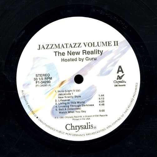 USオリジ2LP MASTERDISK刻印 Guru / Jazzmatazz Volume II The New Reality 95年 Chrysalis / F1 34290 ...