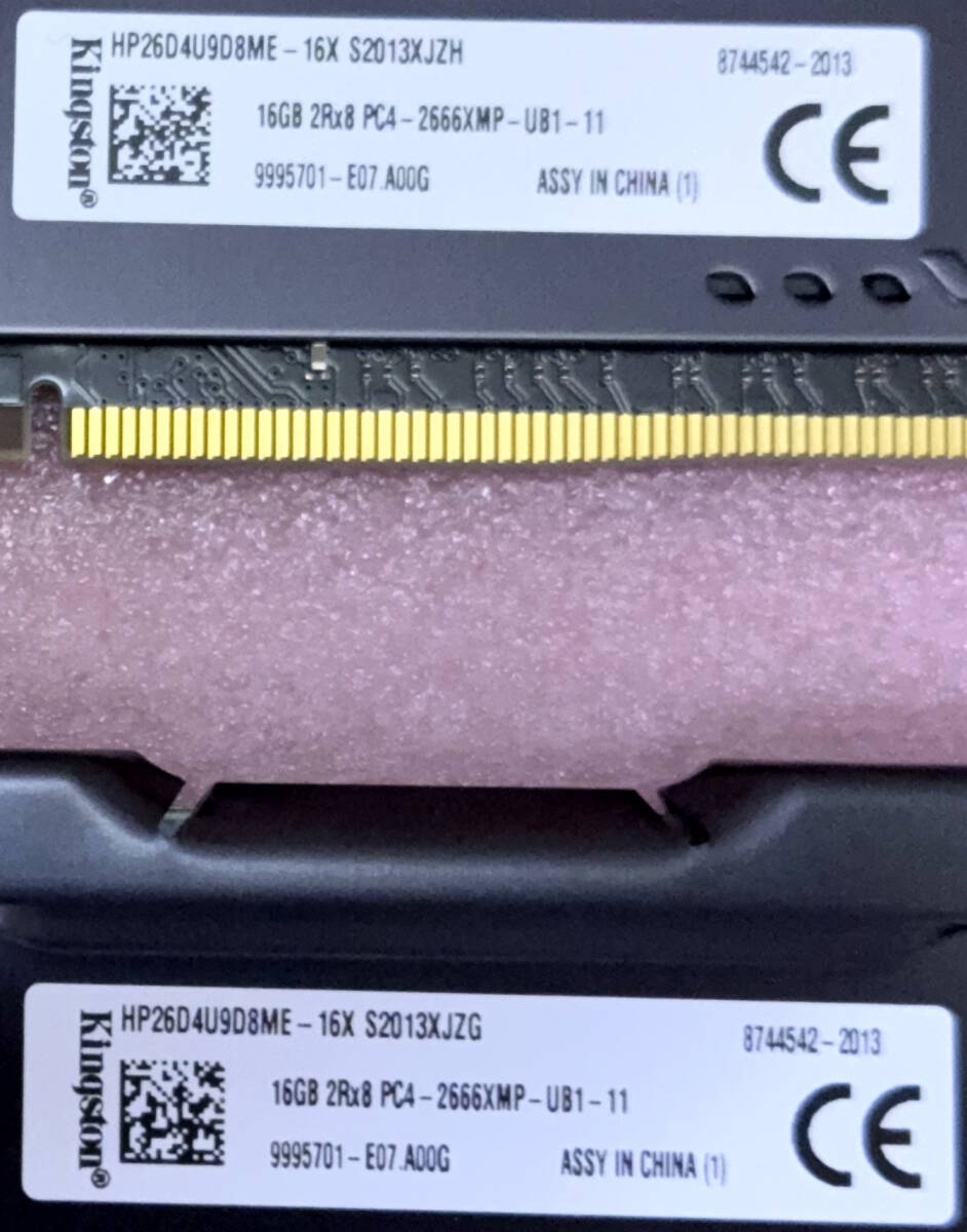 ∠Kingston HyperX Fury HP26D4U9D8ME-16X 2枚セット PC4-21300/DDR4-2666 288Pin ...