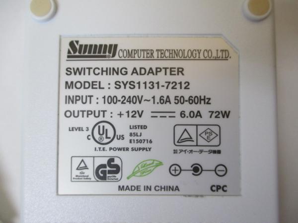 AD12788 Sunny ACアダプター SYS1131-7212 保証付(変圧器、アダプター)｜売買されたオークション情報、yahooの ...