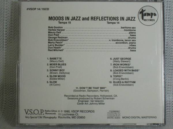CD MOODS IN JAZZ/REFLECTIONS IN JAZZ/BOB GORDON/MARTY PAICH/tampa ...