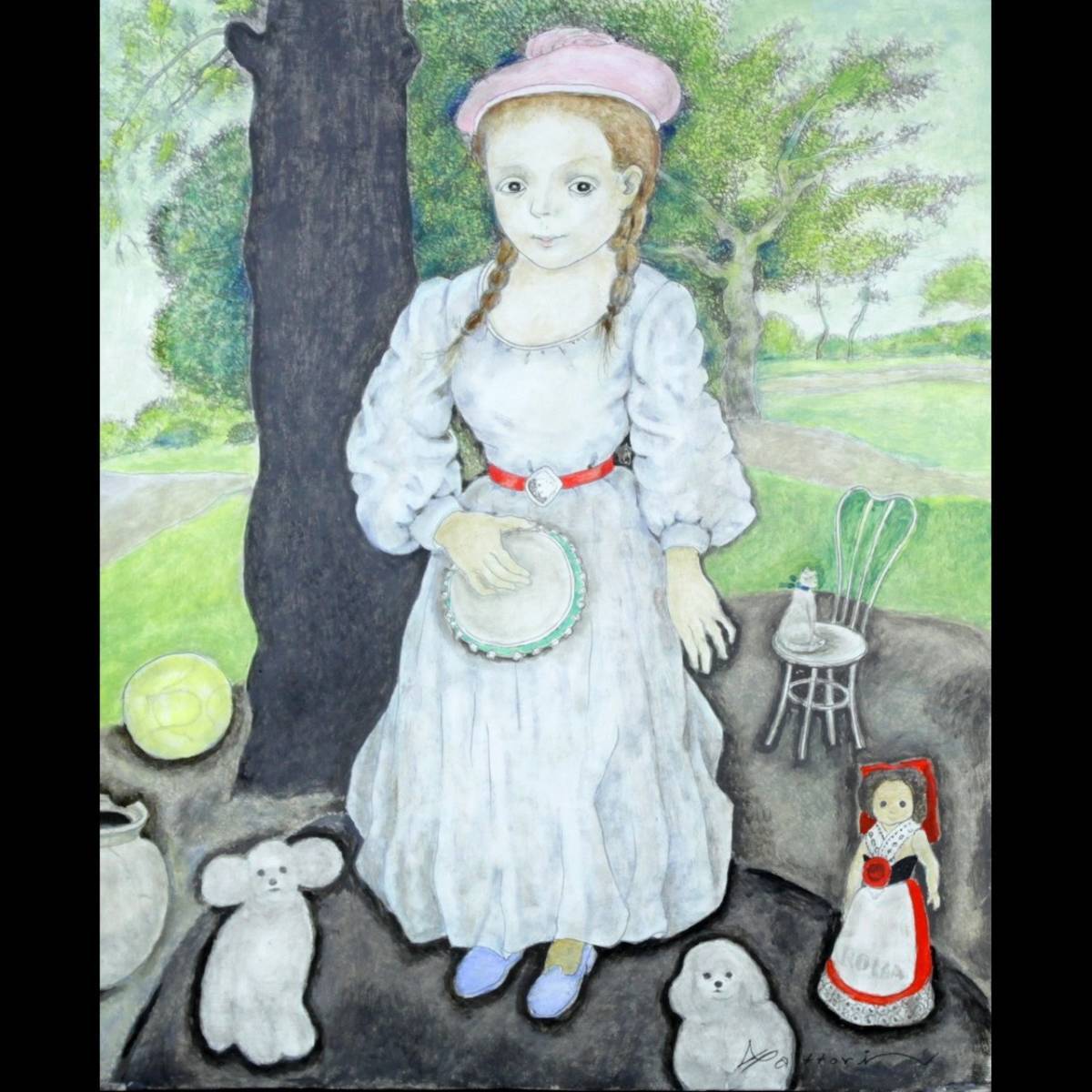 櫟 服部和三郎 或る公園の少女 肉筆油彩8号 2018年制作 V143.1 QS5/6KB(人物画)｜売買されたオークション情報、yahooの ...