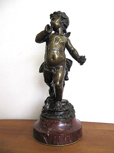 アンティーク フランス LeonPilet作 ブロンズ天使立像 ブロンズ像/大理石台座/天使像/エンジェル/ヴィンテージ 高さ約70cm(西洋彫刻)｜売買されたオークション情報、yahooの ...