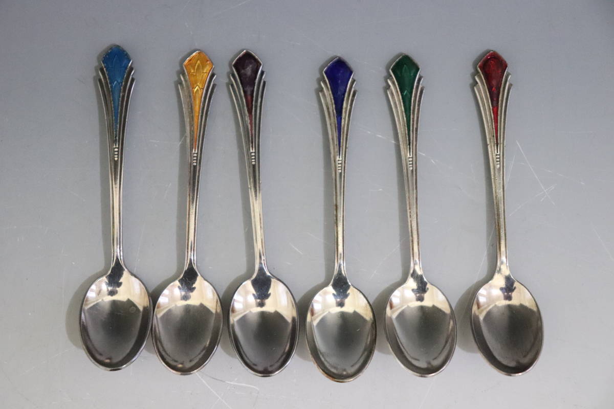 Meka Denmark Spoons デンマーク スプーン6色セット 七宝部分 欠け ヒビあり 北欧 食器(その他)｜売買されたオークション ...