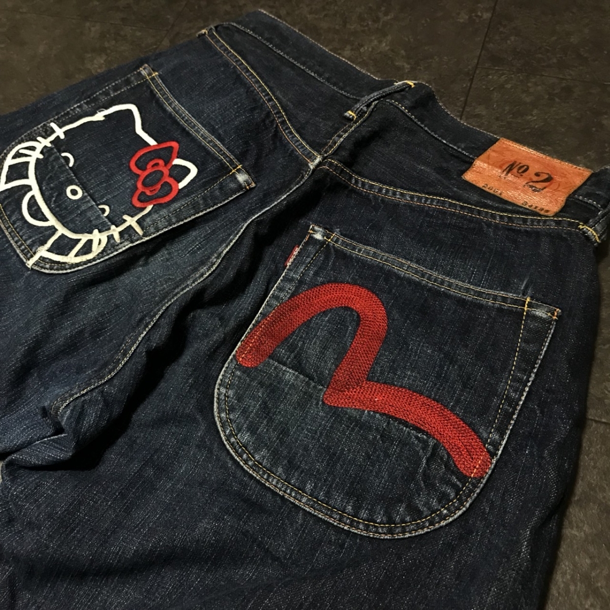 EVISU エビス エヴィス ハローキティ HELLO KITTY コラボ ジーンズ デニム インディゴ 濃紺 2001 W34 メンズ ...