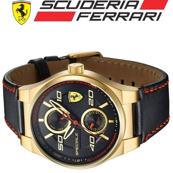 フェラーリ公式ウォッチ 50m防水スクーデリアSCUDELIA FERRARI ブラックフェイス 腕時計 MOVADO 0830383 F1 ...