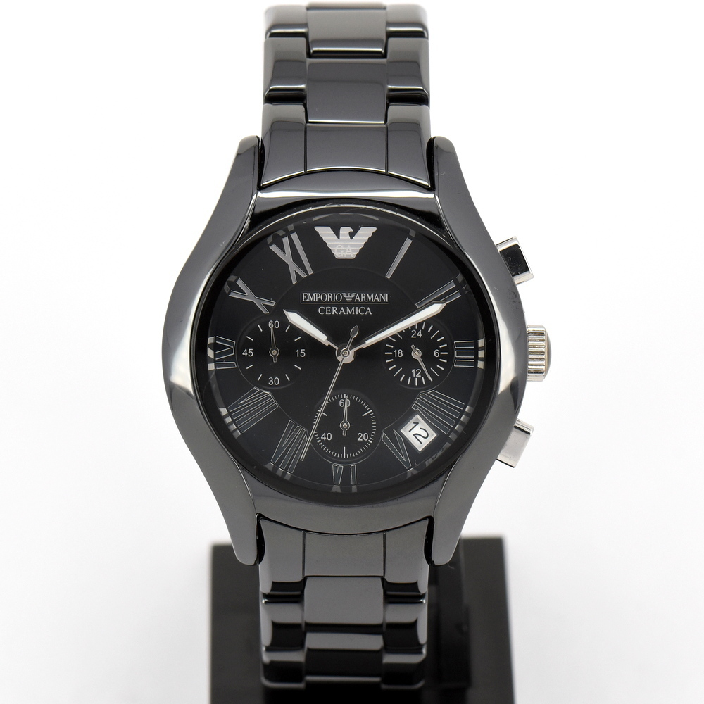 EMPORIO ARMANI エンポリオ アルマーニの”AR-1401 セラミック クロノグラフ クォーツ”メンズ腕時計/1円 #81571 ...