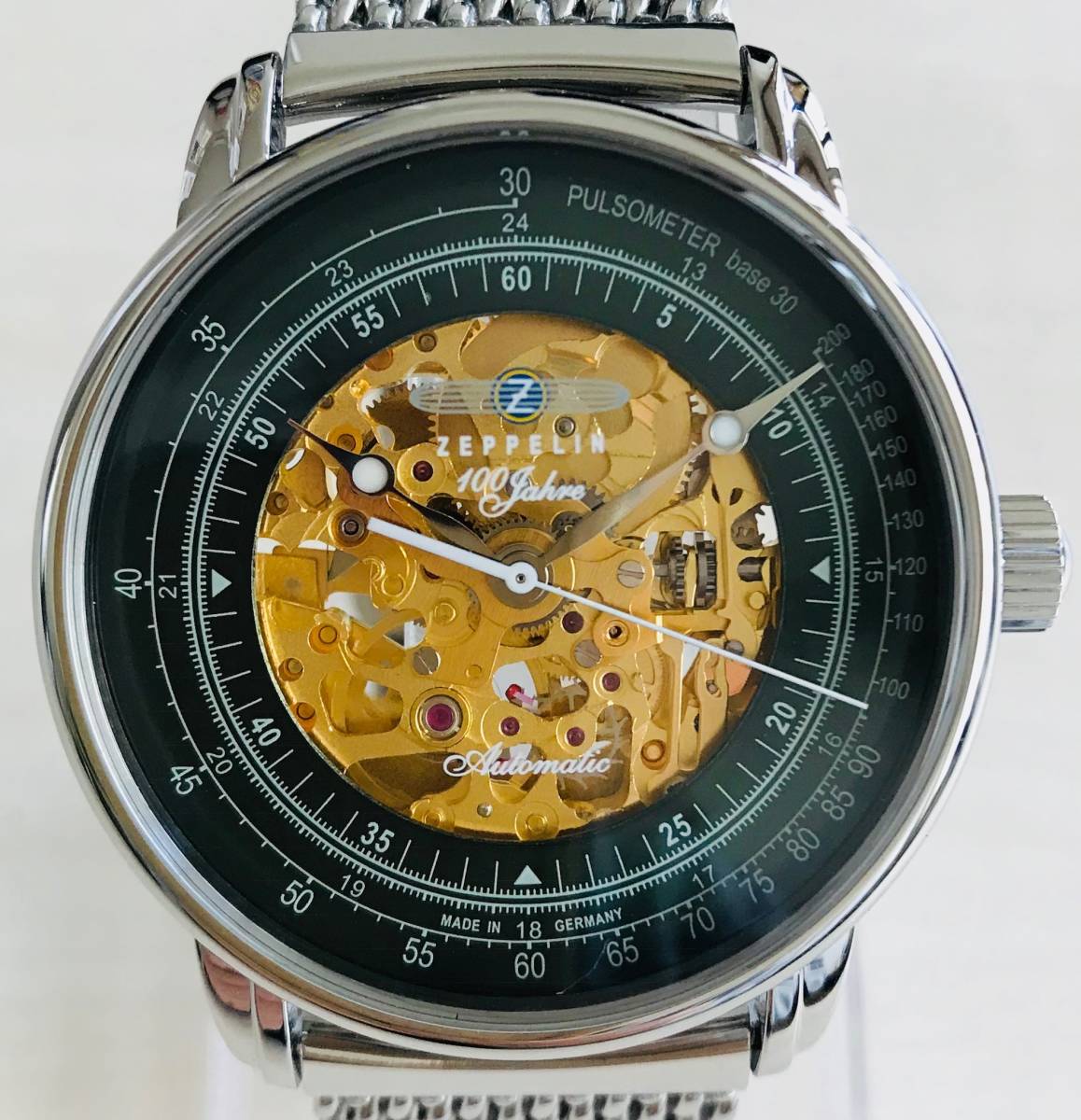 ツェッペリン ZEPPELIN スケルトン グリーン 100周年記念モデル 8656M-4 自動巻 メンズ 腕時計(3針（時、分、秒）)｜売買 ...