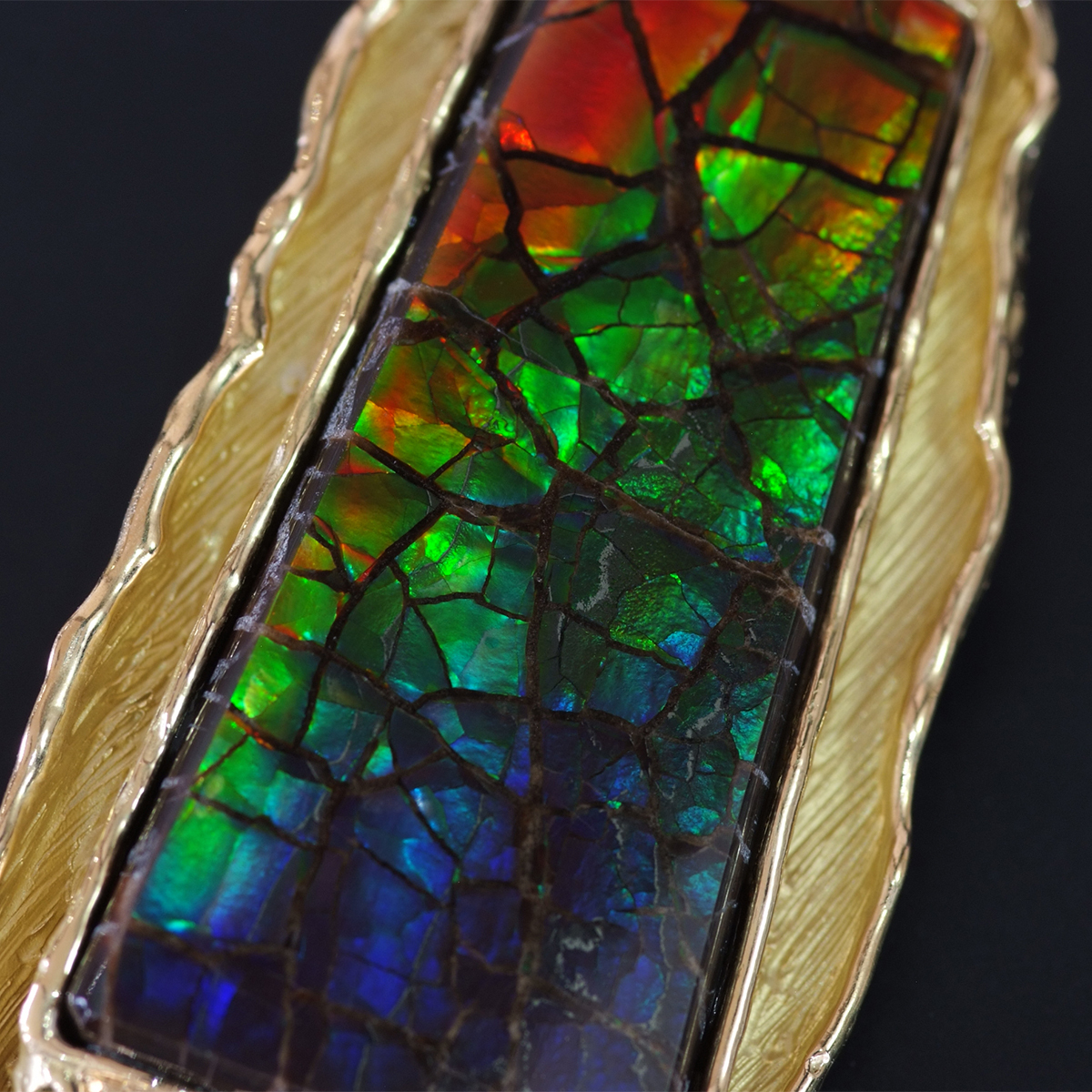 E8062 逸品大粒アンモライト 天然絶品ダイヤモンド0 06ct 最高級18金無垢ビックブローチ/ペンダントトップ 重量14.49g 幅45.2×22.2mm(ダイヤモンド)｜売買された ...