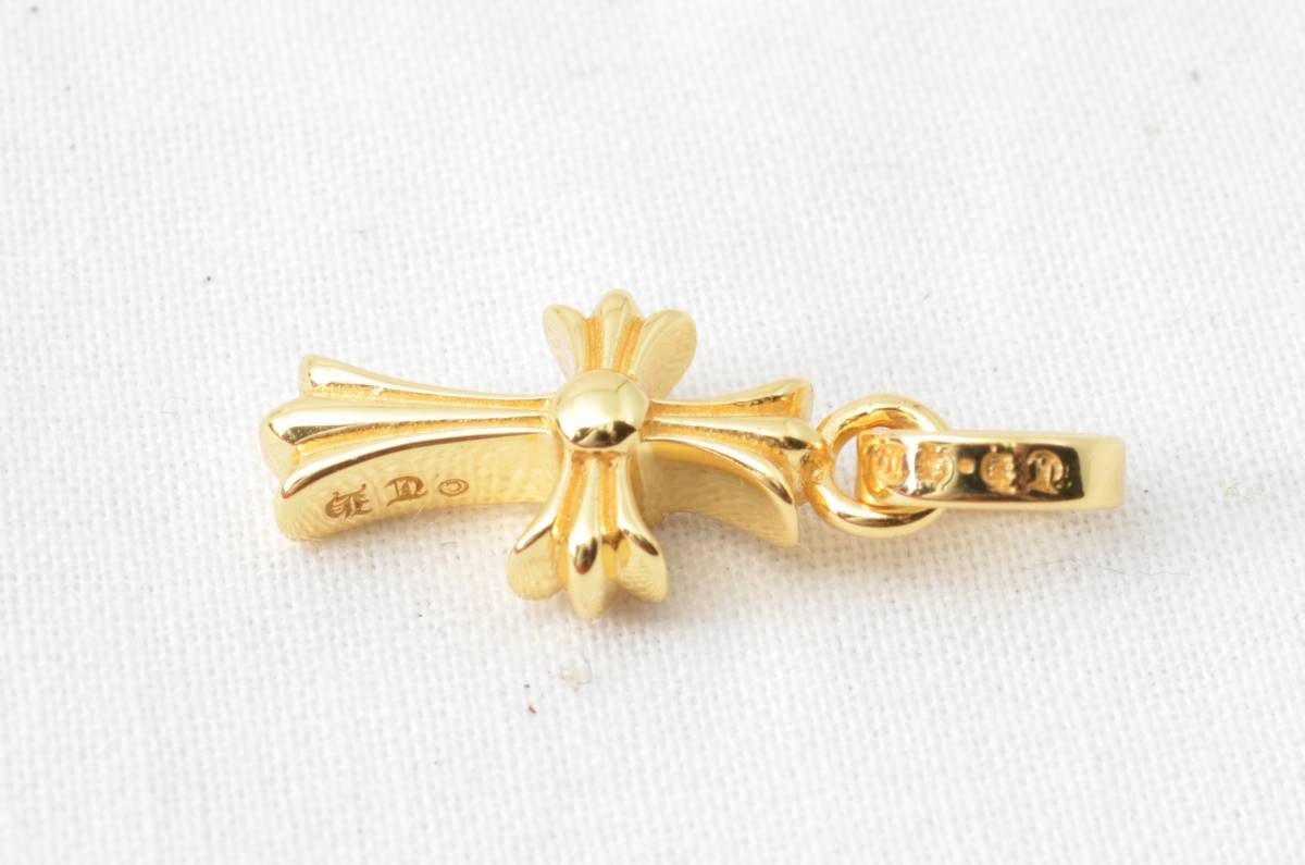 CHROME HEARTS クロムハーツ ベビーファットクロス 2004.925刻印 SV925 22K加工 ピンク ゴールド 十字架 ペンダント ネックレストップ(ペンダントトップ、チャーム ...