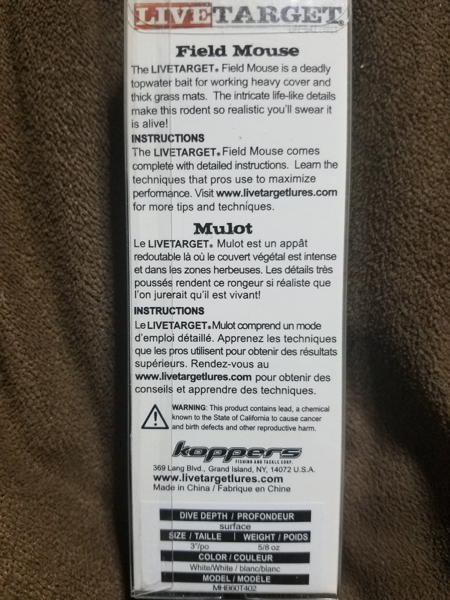 LIVETARGET Field Mouse Mulot ライブターゲット フィールドマウス 野ネズミ Color White/White ...