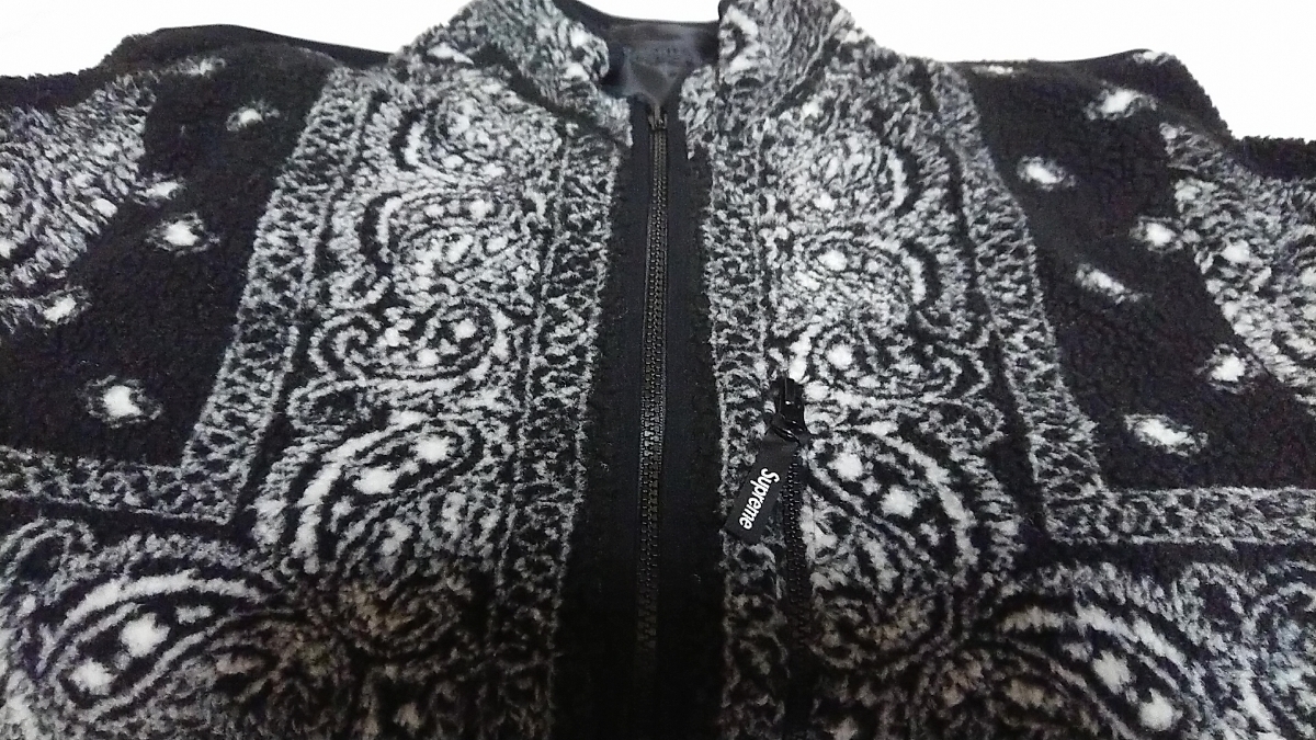 新作 即納 L 19Aw 19Fw Supreme Reversible Bandana Fleece Jacket Gore Windstopper 黒 Black バンダナ フリース ...