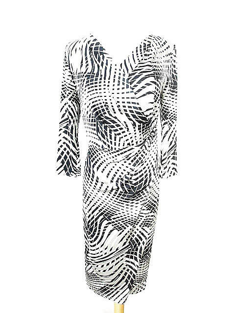 クードシャンス CdeC COUP DE CHANCE ワンピース 七分袖 ひざ丈 Vネック 総柄 38 黒 ブラック /AKK35 レディース(ワンピース)｜売買されたオークション情報 ...